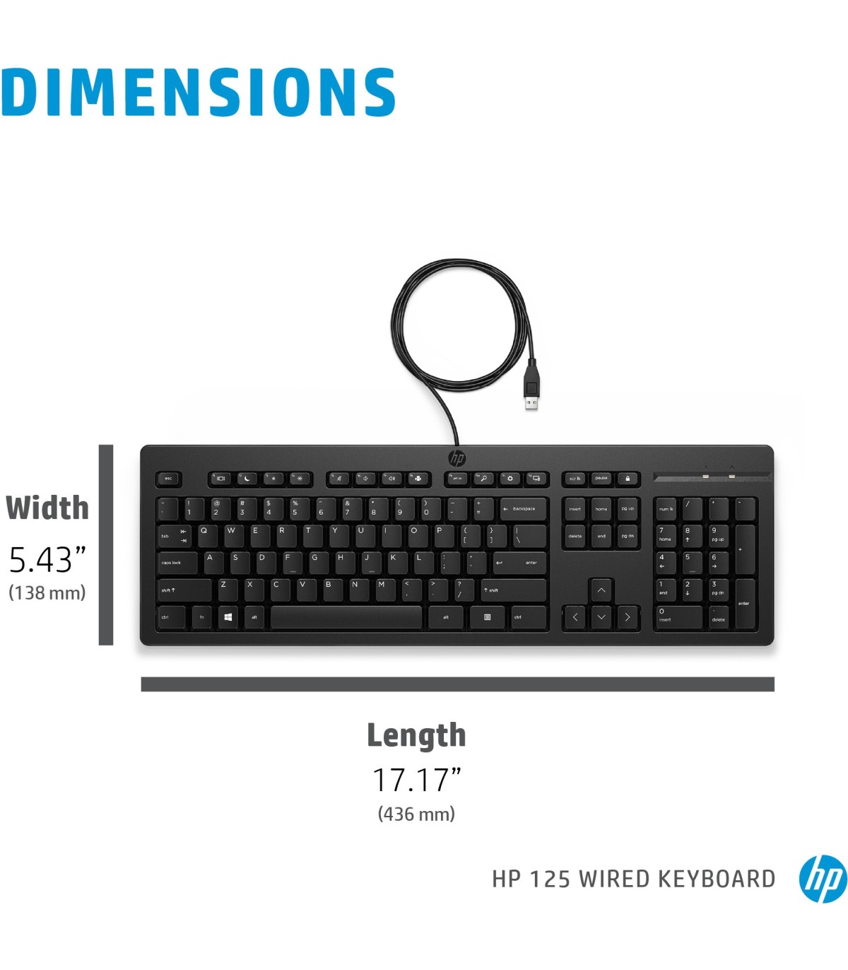 266C9AA#ABB - Clavier filaire HP 125 QWERTY Anglais - Crenova.ma